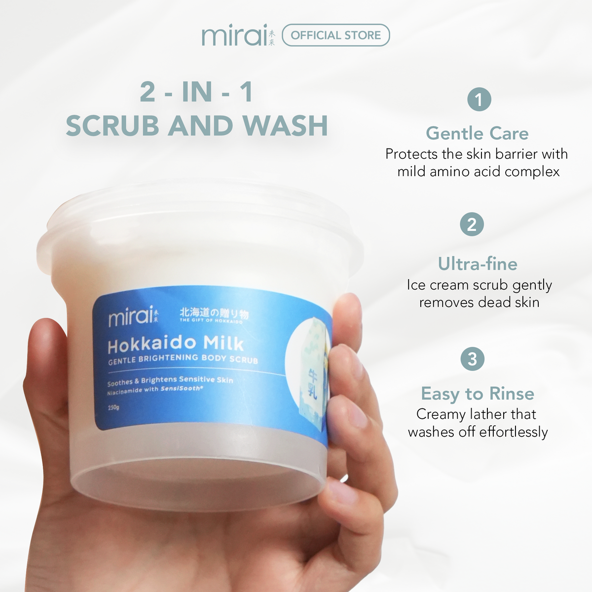 Hokkaido Milk Gentle Brightening Body Scrub | Mirai Skincare PH